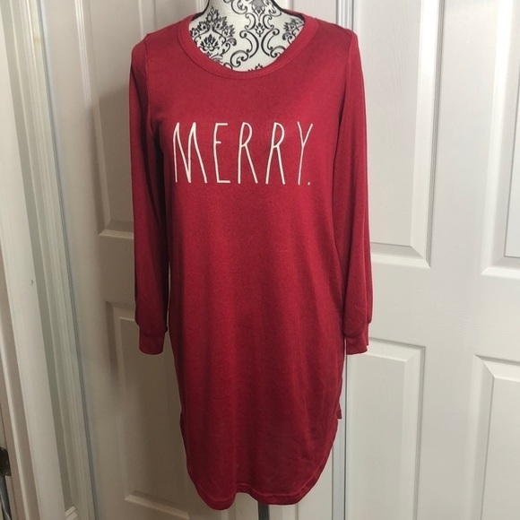 Rae Dunn | Dresses | Rae Dunn Red Long Merry Dress M | Poshmark
